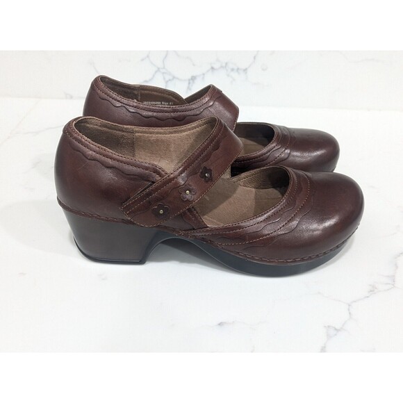 Dansko | Shoes | Dansko Mary Jane Clogs 4 Brown Leather Chunky Studded ...